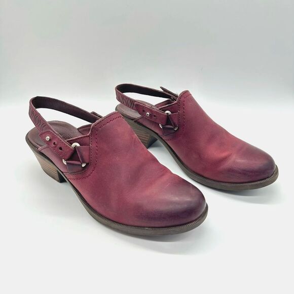 Teva | Shoes | Teva Foxy Slingback Clog Heels Womens 85 Burgundy ...